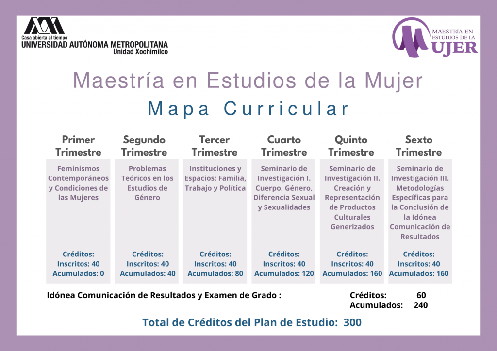Mapa Curricular – Maestría en Estudios de la Mujer
